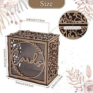 OurWarm Wedding Card Box for Wedding Reception, Wooden Wedding Card Boxes with Window, Brown Wedding Envelope Money Gift Card Box for Baby Shower Birthday Graduation Party Rustic Wedding Decorations