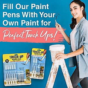 Slobproof Touch-Up Paint Pen - Refillable Paint Brush Pens - Touch-Up Paint Pens for Walls, Window, Wood - Fillable Paint Pens w/ Any Paint Types (Fill with Own Paint for a Precise Match), 2-in-1 Pack