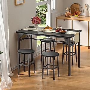 Qsun 5-Piece Dining Table and Chairs Set for 4, Kitchen Table Set for Kitchen, Dining Room, Breakfast Nook and Home Bar, Dining Table Set for Small Apartment, Black