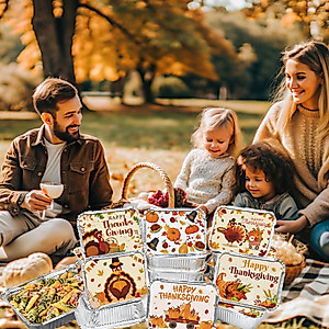 HAKOTI Thanksgiving Tin Foil Containers, large, orange