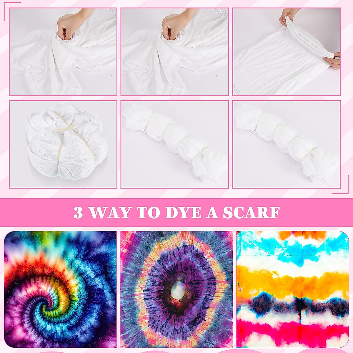Suhine Blank White Bikini Cover up Wraps to Tie Dye, Full Cotton Summer Scarf Tie Dye Fabric(6 Pcs, Tassel)