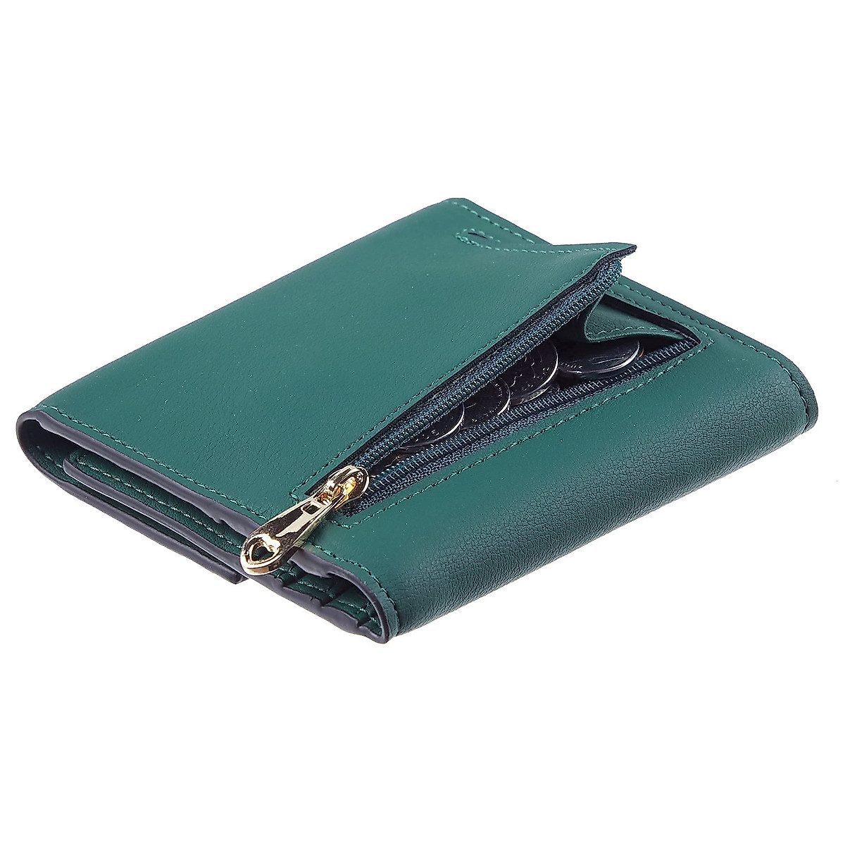 Travelambo RFID Blocking Small Mini Compact Wallet Coin Pouch Holder Trifold Credit Card Holder Pocket Purse for Women (Napa Green)