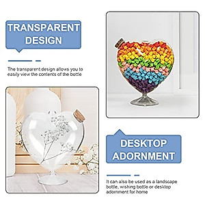 Tofficu Glass Jar Bottle with Cork Heart Shaped Wishing Bottle Plants Showing Bottle Desktop Hydroponic Plant Vase for Home Wedding Party Decoration