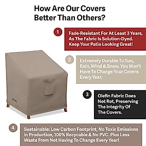 Elmara Outdoor Chair Covers – Waterproof, UV Fade-Resistant Patio Chair Covers Made of Heavy Duty Olefin – Durable All Weather Design Keeps Your Patio Furniture Safe (Taupe)