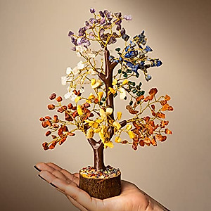 Handcrafted Healing Crystal Bonsai Tree - Feng Shui Chakra Tree with 300 Wooden Beads for Positive Energy and Balance - Perfect Home/Desk Decor and Reiki Good Luck Crystal Gifts by Karma Pledge