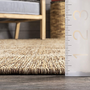 nuLOOM 4x6 Outdoor/Indoor Ranya Tribal Area Rug, Light Brown, Geometric Design, Stain Resistant, Highly Durable, For Patio, Balcony, Bedroom, Dining Room, Living Room, Bathroom