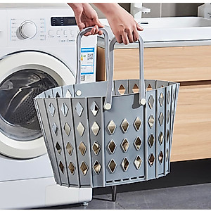 Collapsible Laundry Basket (50 x 30 x 31 cm, Grey)