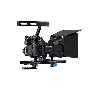 Professional DSLR Rig Camera Cage/Follow Focus/Matte Box Bundle for Sony A6000 A6300 A7 A7S A7SII A7R A7RII, Panasonic DMC-GH4 GH4 GH3, Canon M3 M5 M6, Nikon L340 etc
