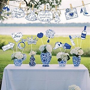 kreat4joy Something Blue Before i Do Bridal Shower Decorations, 24pcs Something Blue Bridal Shower Photo Booth Props for Woman Girl Bridal Shower Bachelorette Wedding Engagement Party