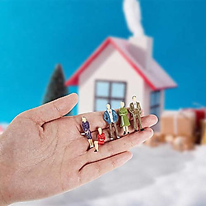 Juexica 80 Pcs Mini People Figurines 1:50 Scale Model Trains Architectural Painted Figures Tiny Plastic Miniature Sand Tray Miniatures Sitting Standing Toy for Scenes