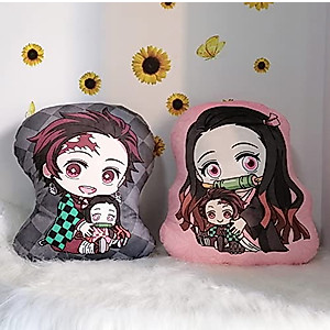 XIXISA 16 Inch Anime Nezuko Inosuke Zenitsu Plush Throw Pillow Anime Plushies Cartoon Decoration Pillows Fans Gift Cosplay 40cm