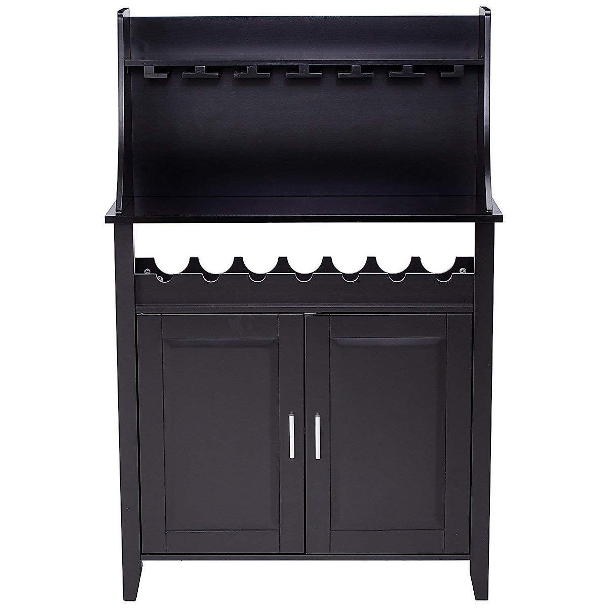 Kings Brand Furniture Wood Wine Rack Buffet & Storage Cabinet, Black, WR1345