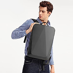 Anti Theft Hard Shell Business Backpack,Waterproof Travel Backpack, USB 15.6 Inch Laptop Backpack for Men (Black, Expandable)