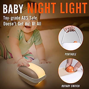 Night Light for Kids-Baby Night Light, 3000K Gentle Light Perfect for Night While Nursing and Changing Baby, Stepless Dimmable, Soft Silicone Strap for Baby to Exercise Grip Ability