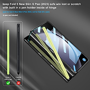 Libeagle Compatible with Samsung Galaxy Z Fold 5 Case, Built in Hidden Fold 5 New Slim S Pen Holder (2023), Leather on Back, Screen Protector, Hinge Protection, Wireless Charging Cover 5G-Carbon Fiber