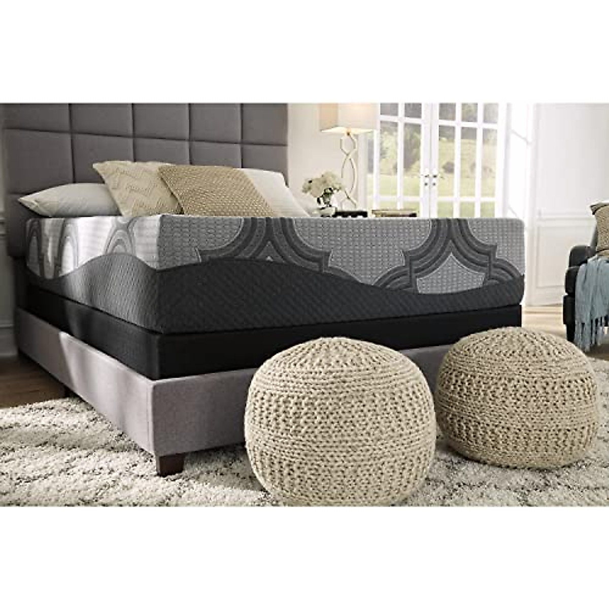 Signature Design by Ashley 1100 Series Traditional 11 Inch Firm Mattress in a Box for Pressure Relief, Queen, Light Gray