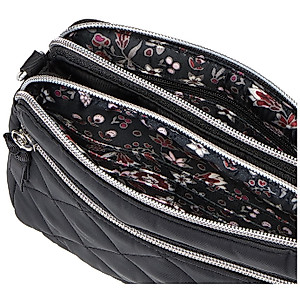 Vera Bradley Women's Performance Twill RFID Medium Triple Compartment Crossbody Purse, Black, One Size