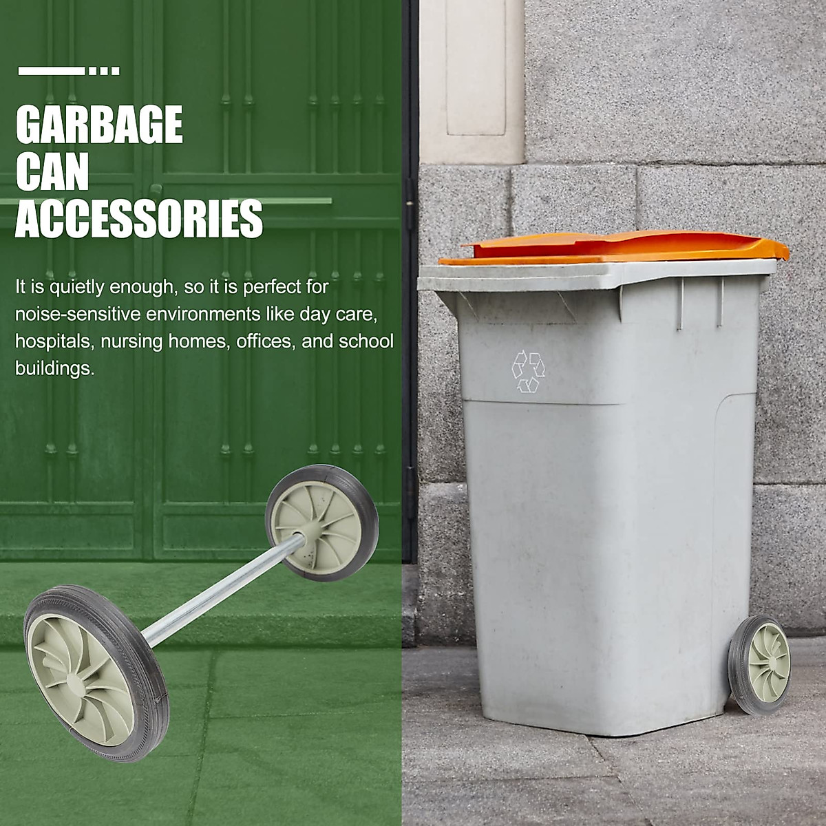 DOITOOL Garbage Can Replacement Wheels - Trash Can Wheels and Axle - Trash Garbage Bin Wheels Replacement for Garbage Can Outdoor,Garden Street Patio Trash Can (Wheel Color Random)