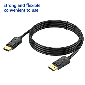 UVOOI DisplayPort to DisplayPort Cable 3-Pack, 6 Feet, 4K Display Port DP to DP Cord 6FT [4K@60Hz, 2K@165Hz, 2K@144Hz] Compatible with All Display Port Devices