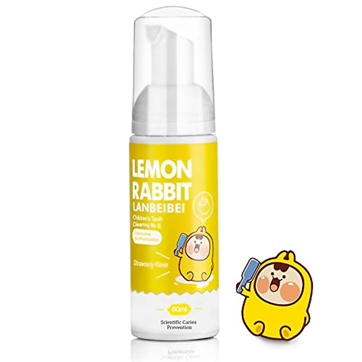 Lanbeibei Kids Foam Toothpaste, Fluoride Free Natural Formula Strawberry Flavor 60ml 1Pack