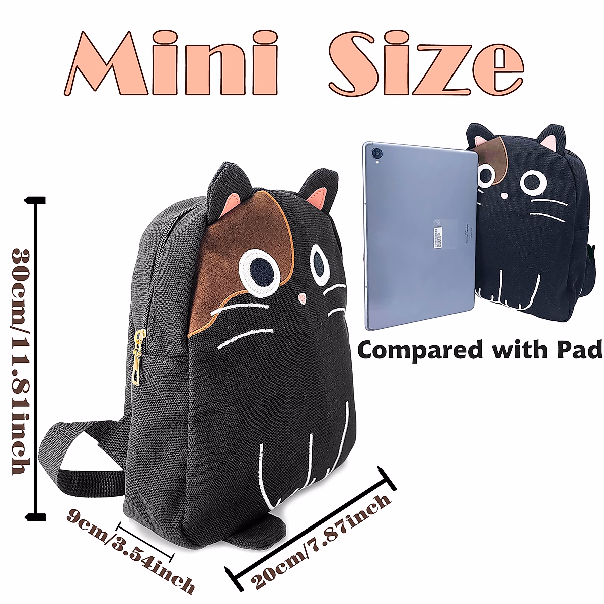 Mewcho Black Cat Backpack for Girls Mini Tiny small Bag Purse Wallet Kawaii Y2k Backpack with Cat Ears for Women Kids Toddler Girls Aged 3 +