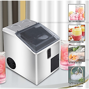 2-in-1 Ice Maker and Shaver Machine - LINKLIFE Countertop Ice Maker with Ice Crusher, Self Cleaning, LCD Indicator, Bullet Ice Pellet Ice Nugget Ice Sonic Ice Maker for Home Office Bars Parties, 33lbs