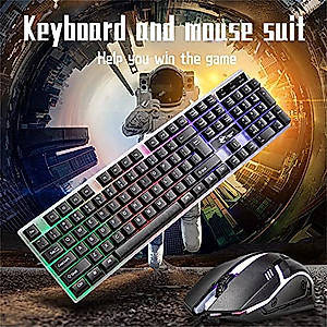 Niaviben Keyboard and Mouse Combo,Keyboard Mouse Set,Wired USB Mechanical Gaming Keyboard with Backlight and Mouse Ergonomic,Apply to Computer (Black)
