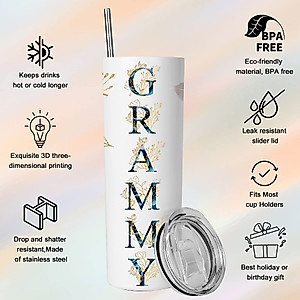 Gifts for Grammy Grandmother Birthday Mother's Day&Christmas Gift from grandson,granddaughter - Stainless Steel Insulated Tumbler Coffee Travel Mug, Reusable Cup With Straw Leakproof Flip Present