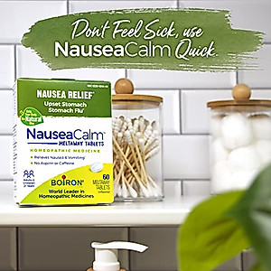 Boiron NauseaCalm Relief for Upset Stomach, Nausea, and Vomiting Due to Stomach Flu, Overindulgence, or Motion Sickness - Non-Drowsy - 60 Count