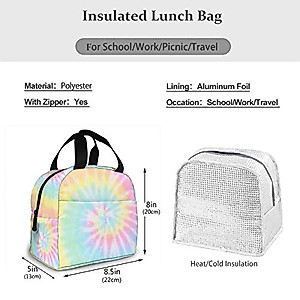 Pastel Tie Dye Portable Insulated Lunch Tote Bag Reusable Lunch Box For Men, Women And Kids