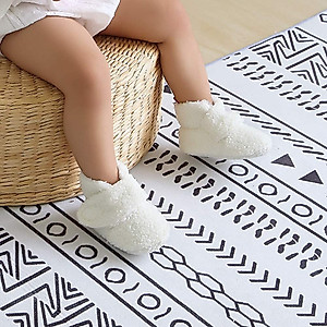 Ohwawadi Infant Baby Boys Girls Slippers Booties Soft Sole Baby Sock Shoes Newborn Crib Shoes First Walkers Warm Footwear White 0-6 Months