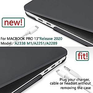 DONGKE for MacBook Pro 13 inch Case 2022 2021 2020 Release Model: A2338 M2/M1 A2251 A2289, Plastic Hard Shell Case & Keyboard Cover Only Compatible with MacBook Pro 13 Touch Bar, Matte Black