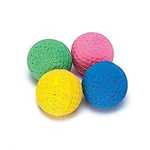 Boss Pet 04467 Scruff's Colorful Kitty Springy Foam Sponge Balls (4 Pack), Multicolor