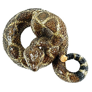 Michael Carr Designs Western Diamondback Rattlesnake L - Outdoor Snake Figurine for gardens, patios and lawns (80057),Brown