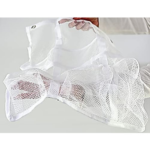 Home-X 6-Pocket Mesh Hanging Shower Caddy, Hang from Curtain Rods or Over the Door, Simple Bathroom Organizer for Soap, Shampoo, and More, 22" L x 15 ½” W, White