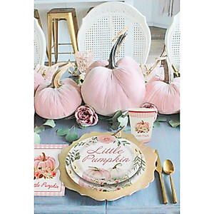 Pumpkin Party Supplies Tableware Set - Fall Theme Party Decorations Including Plates, Napkins and Cups for Pumpkin Birthday and Baby Shower Party, Serves 24 Guests (pink)
