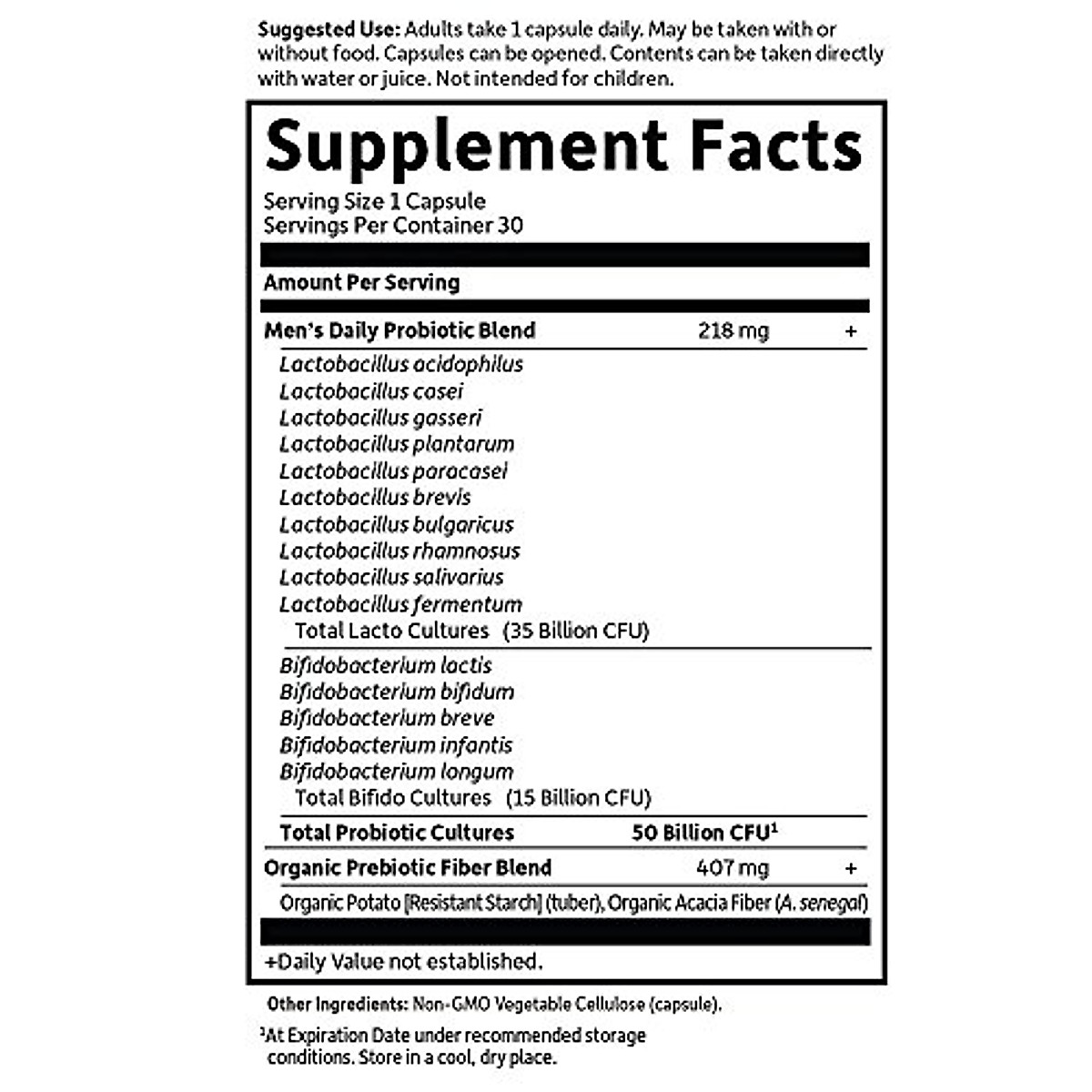 Garden of Life Probiotics for Men - Dr Formulated 50 Billion CFU Probiotic + Prebiotic Fiber for Men’s Digestive & Immune Health, 15 Strains, Daily Constipation Relief, Gas & Bloating, 30 Capsules