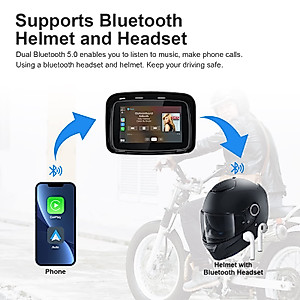 LBW Professional Wireless Apple Carplay/Wireless Android Auto Touchscreen for Motorcycle, 5 Inch Portable Motorcycle GPS Navigation System Via Car Play/Android Auto, IPX7 Waterproof, 5G Dual Bluetooth