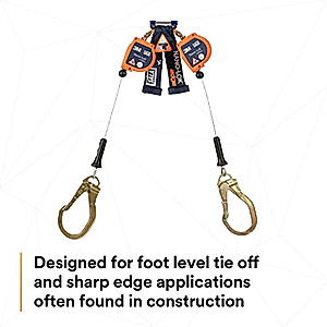 3M DBI-SALA Nano-Lok edge Twin-Leg Quick Connect Fall Protection Self Retracting Lifeline SRL - Cable Construction 3500227, Orange, 8 ft. (2.4 m), 1 EA