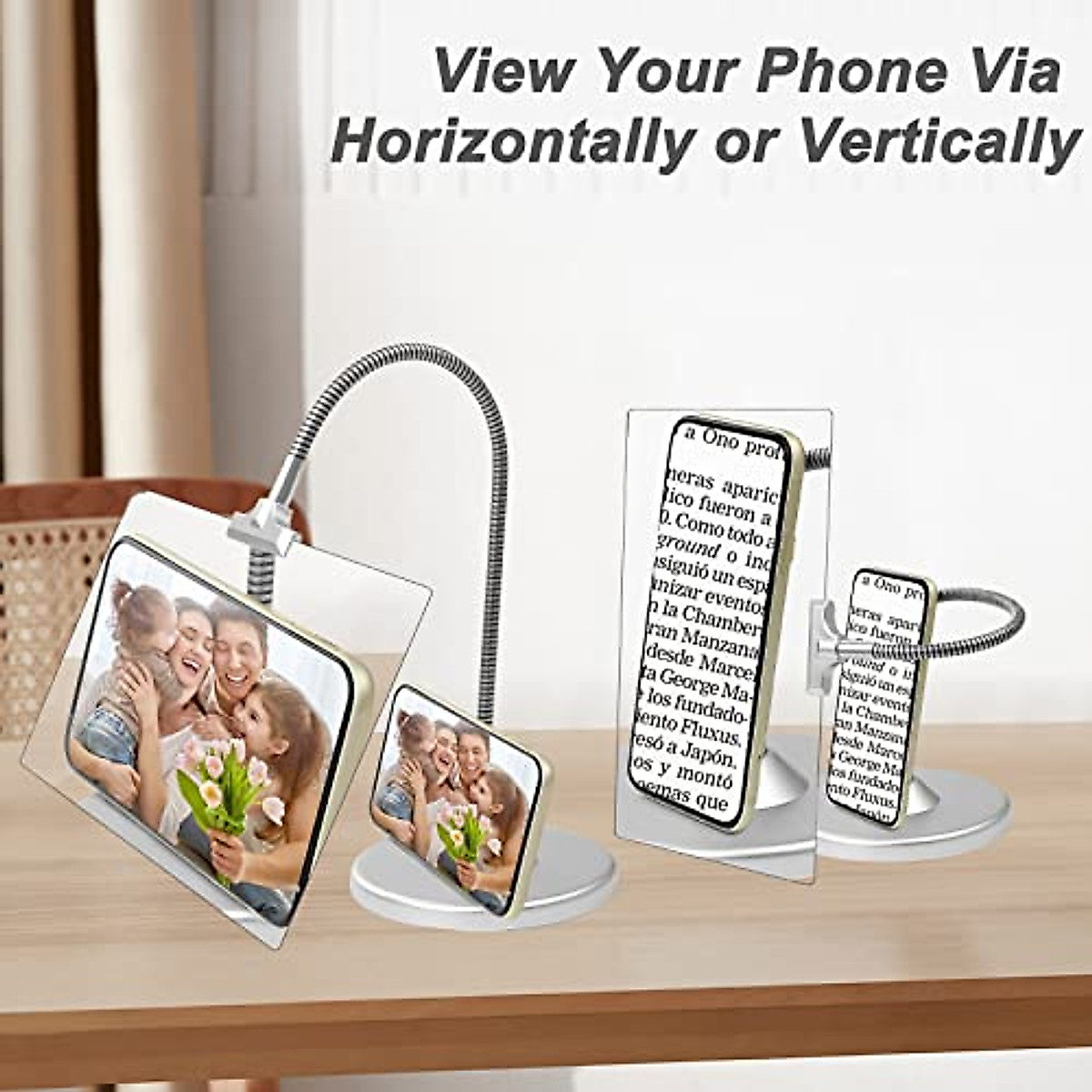 5X Magnifiers with Stand, 10"x6" Flexible Gooseneck Full Book Page Magnifying, Large Book Page Magnifier for Reading Small Prints & Low Vision Seniors with Aging Eyes, Sliver