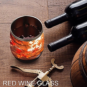 Stainless Steel Insulated Cup, Maple Leaves in The Sun Print 304 Stainless Steel, Smooth Round Rim Ideal for Office, Home, And Gift Giving