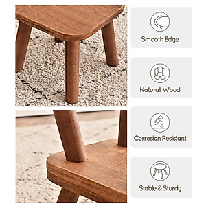 zaowofires Solid Wood Step Stool，Milking Stool, Plant Stand, Round Foot Stool, Removable Portable Stool, Shoe Changing Stool, Small Short Stooll (Walnut)
