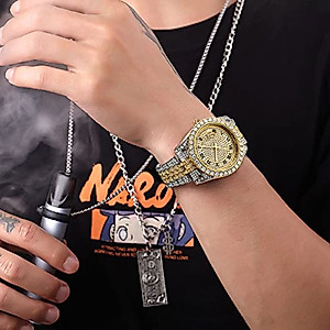 Iced-Out Watches for Men with Big Rhinestone Hip Hop Wristwatch