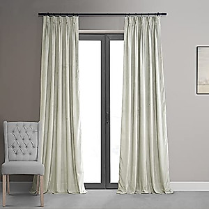 HPD Half Price Drapes Velvet Blackout Curtains For Living Room 25 X 108 Signature Pleated, VPCH-110602-108-FP, Porcelain White