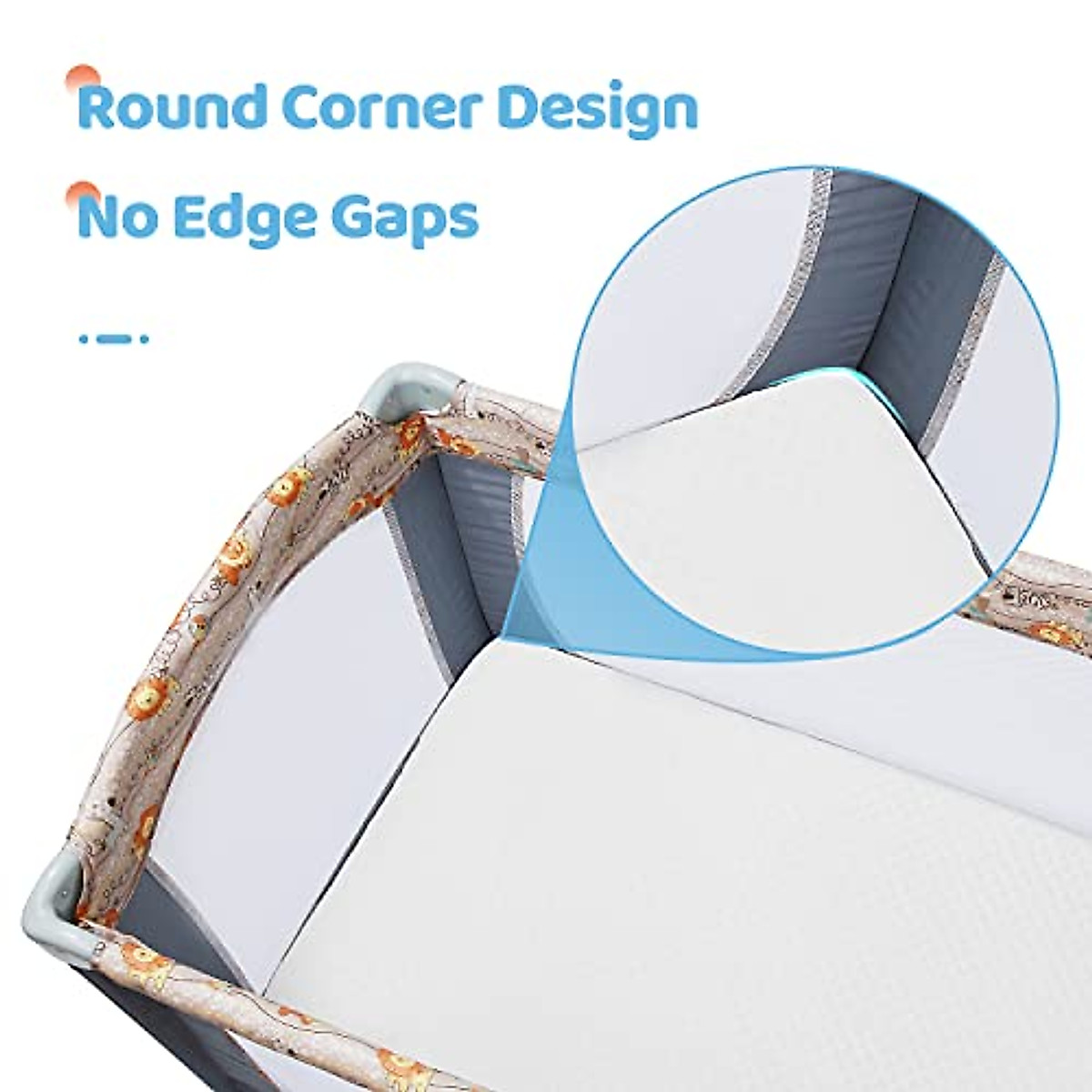 Foambesty® Waterproof Pack n Play Mattresses (38''x26''x3''), Fitted Pack and Play Mattress Pad, Dual Sided Soft Mini Crib Mattress for Baby & Toddlers, Travel Playard Pad, Includes Carry Strap