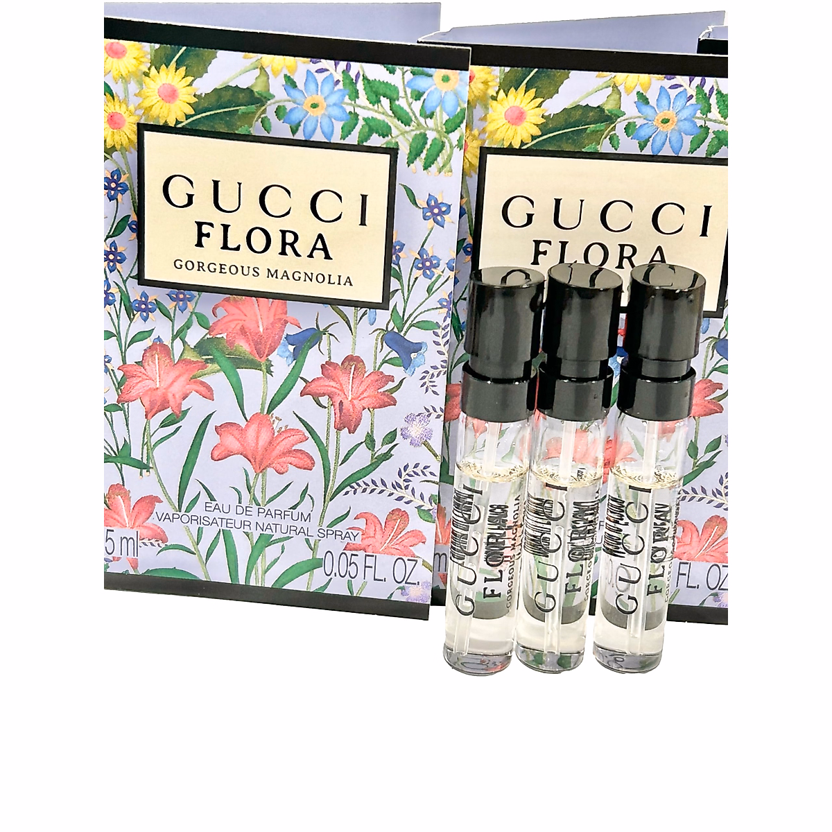 Gucci Flora Gorgeous Magnolia Sample Perfume Women EDP Spray 1.5 ml / 0.05 oz - set of 3