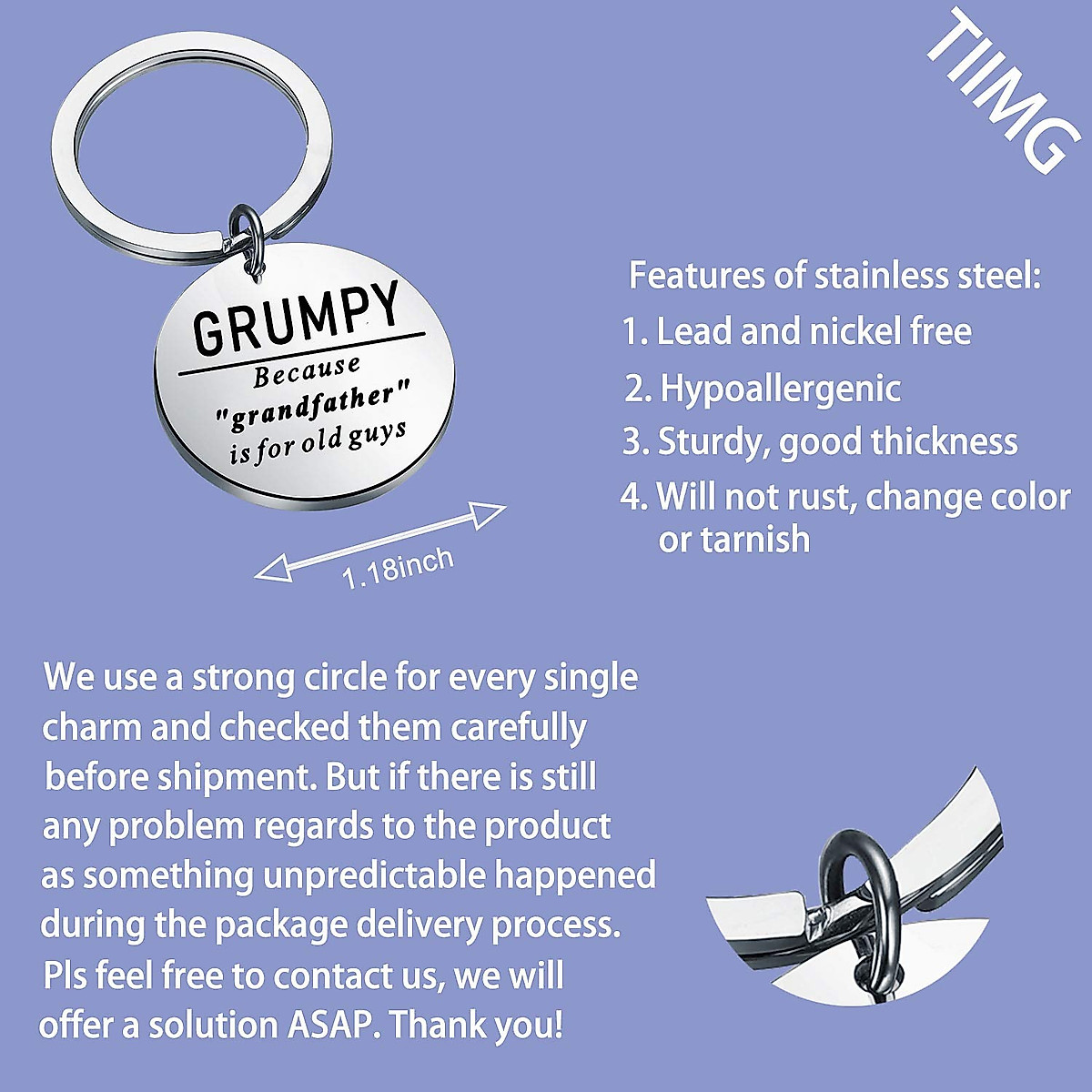 TIIMG Grumpy Keychain Grandfather Fathers Day Gift Grumpy Gifts for Grandpa Grandpa Keychain (Grumpy old guys)