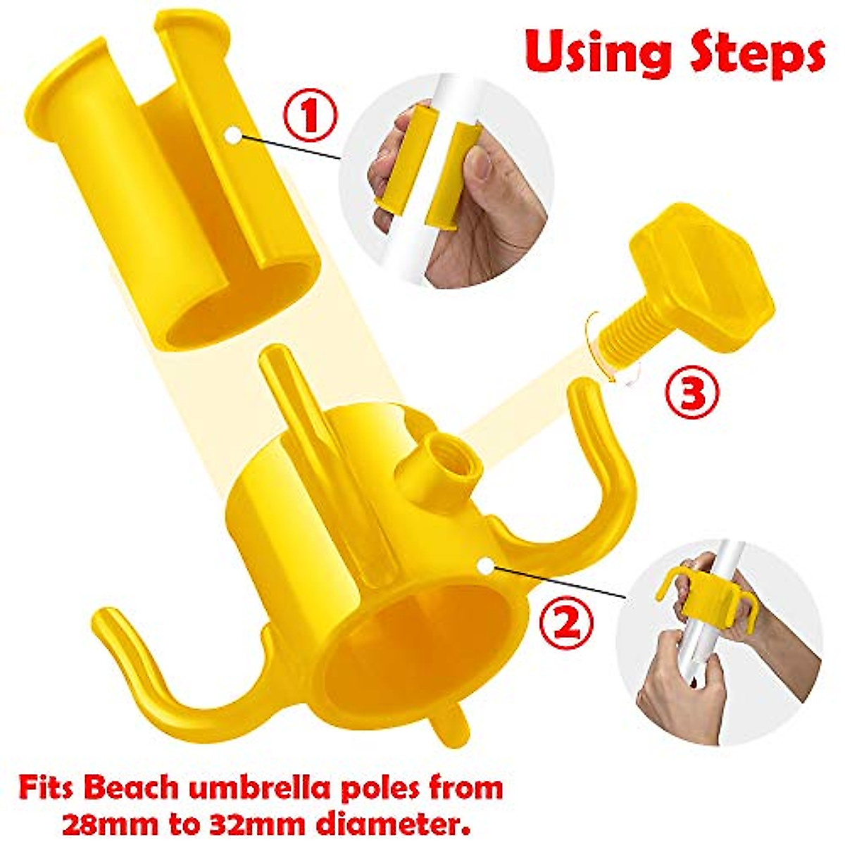 5 Pack Beach Umbrella Hanging Hook, 4-Prongs Beach Umbrella Hanging Hook, Adjustable Plastic Umbrella Hook for Towels Camera Clothes Hats Sunglasses Bag, Beach Camping Travel Supplies