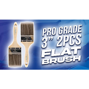 Pro Grade - Paint Brushes - 2Ea 3" Flat Brushes