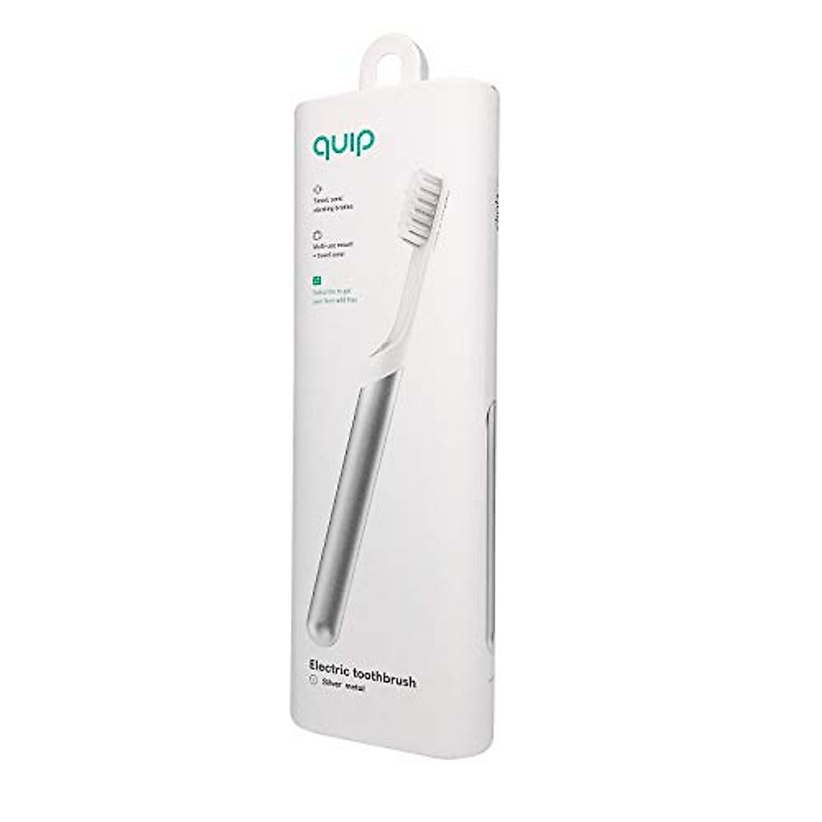 quip Adult Electric Toothbrush - Sonic Toothbrush with Travel Cover & Mirror Mount, Soft Bristles, Timer, and Metal Handle - Silver